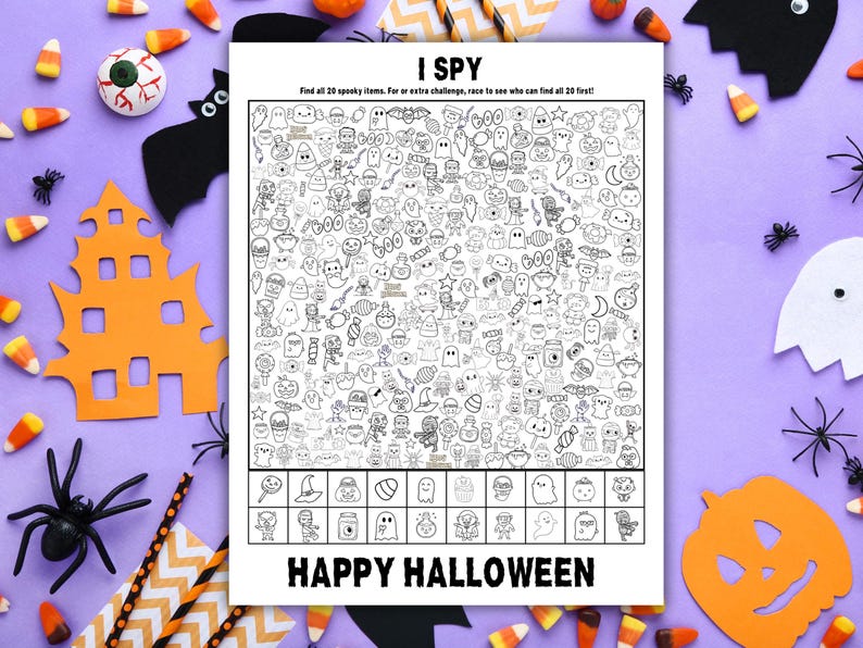 I Spy Halloween Game, Seek and Find Activity for Kids, Halloween ...