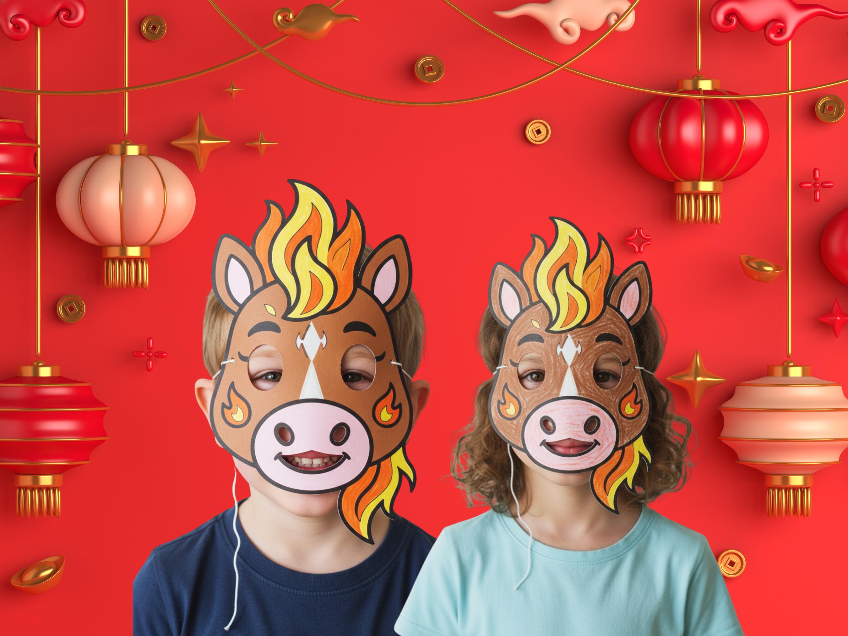 Lunar New Year Printable Craft for Kids, Chinese New Year Mask, 2026 ...