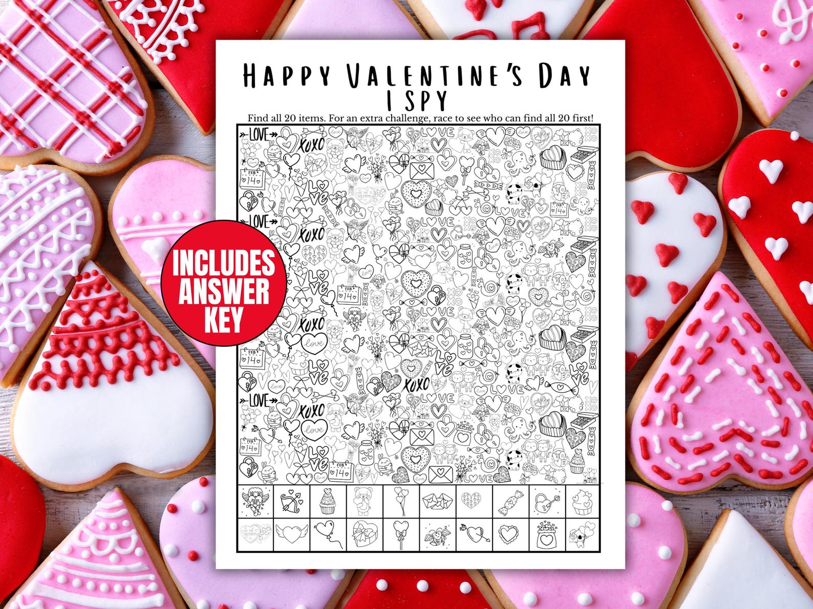 I Spy Valentines Game Printable, Kids Valentine Day Activity, Classroom ...