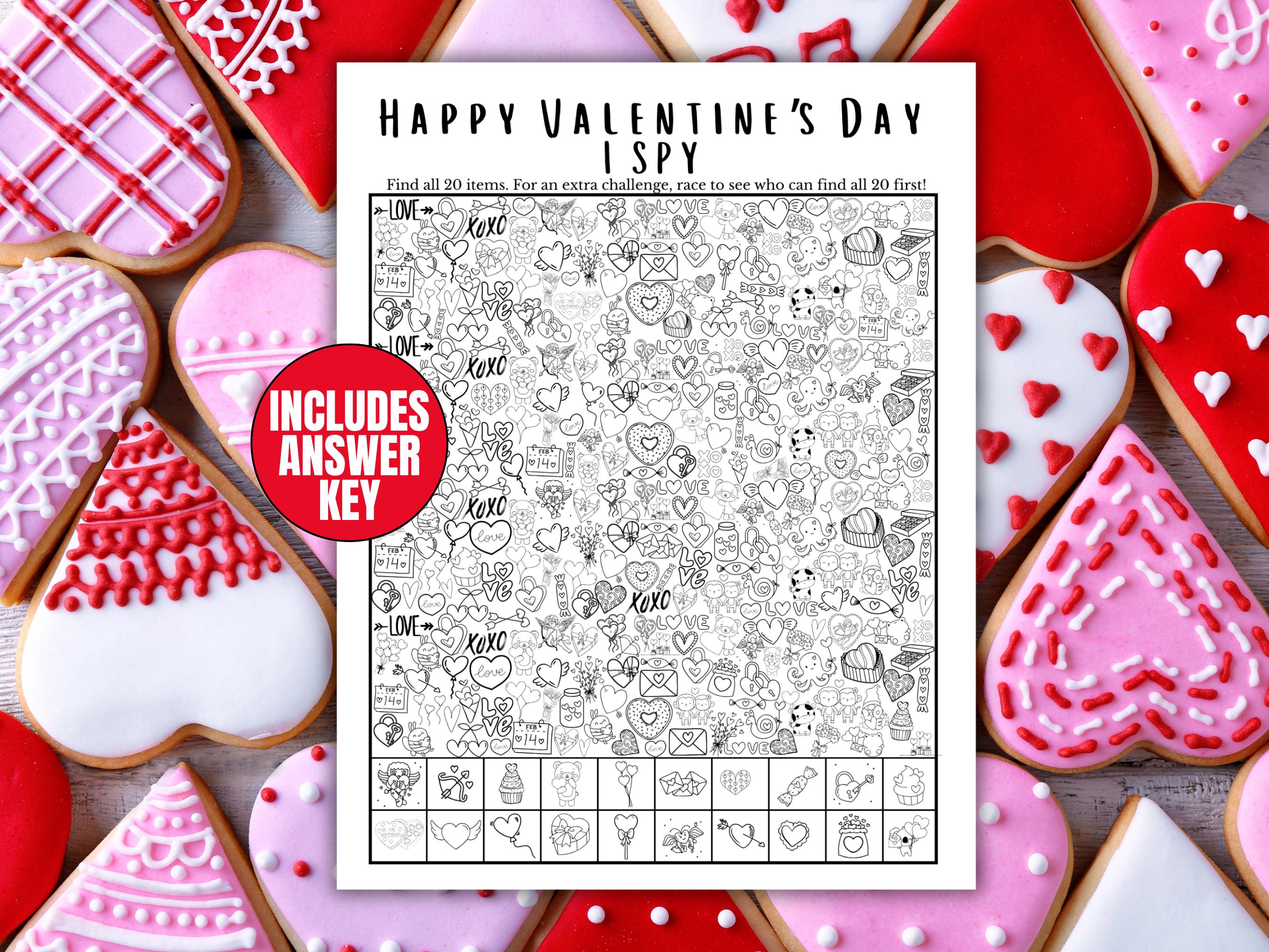 I Spy Valentines Game Printable, Kids Valentine Day Activity, Classroom ...
