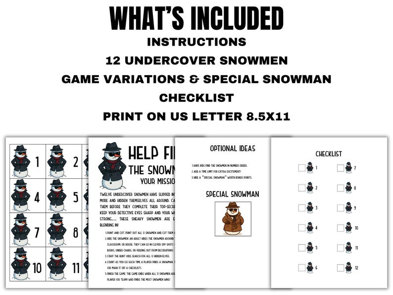 Christmas Games for Kids, Holiday Scavenger Hunt, Snowman Game, Kids ...