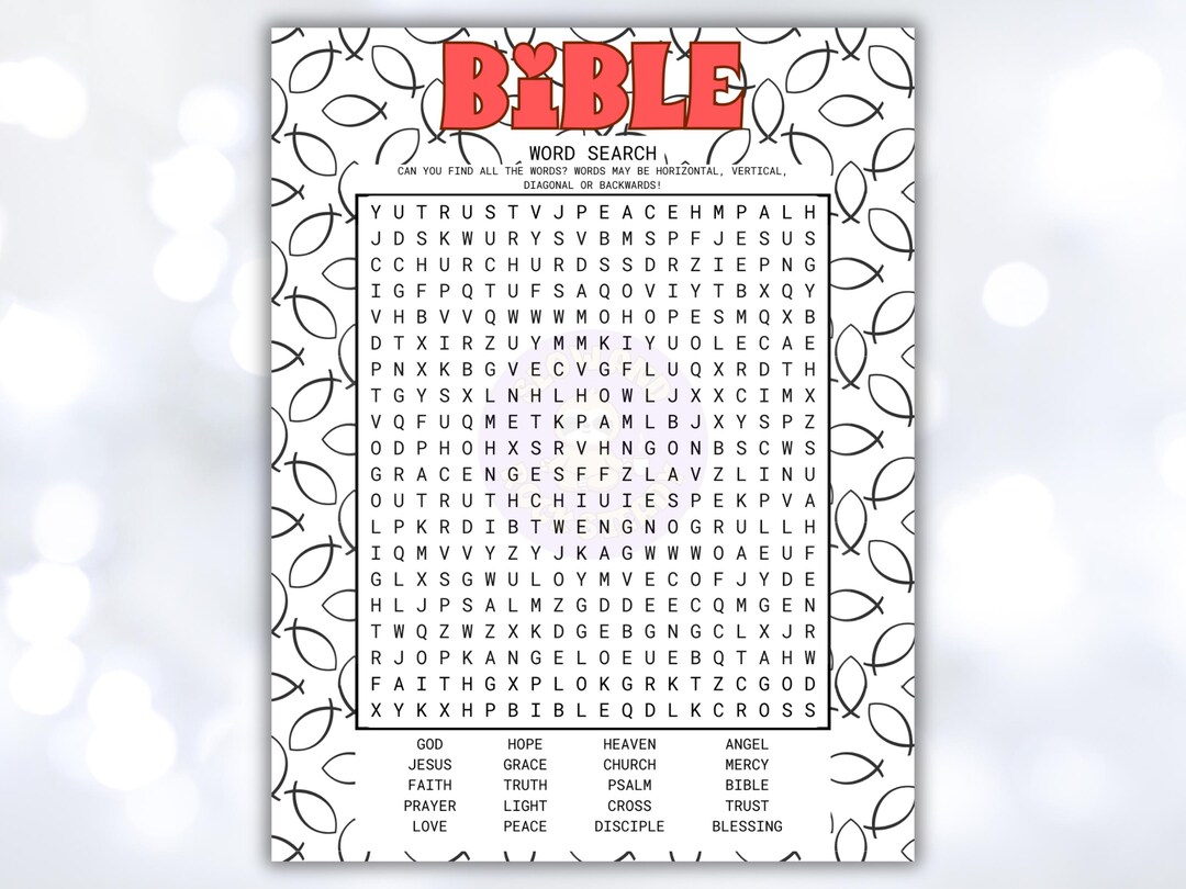 Bible Word Search, Bible Word Find, Bible Class Games, Sunday School ...