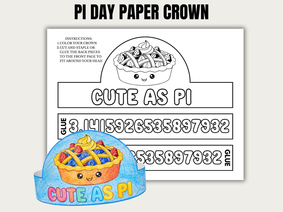Pi Day Printable Craft Activity for Kids, Pi Day Paper Crown Printable ...
