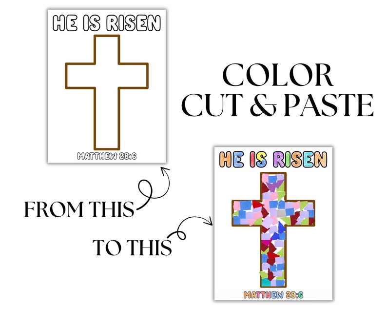 Christian Torn Paper Craft, Sunday School Resurrection Easter Activity ...