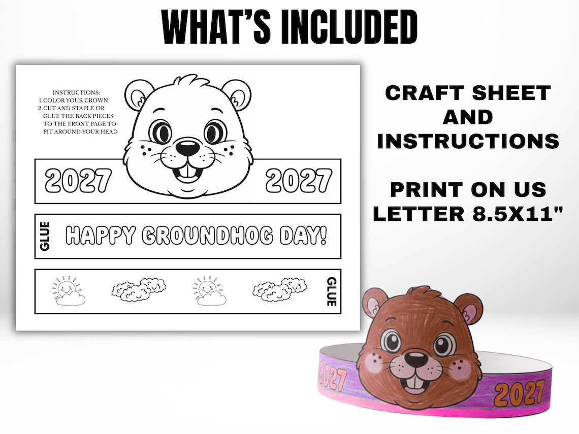 Groundhog Day Printable Craft Activity for Kids, Groundhog Day Paper ...