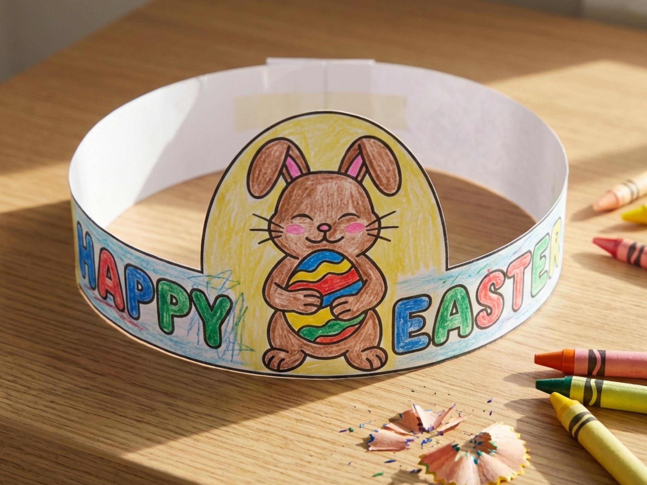 Easter Bunny Paper Crown Printable Craft Activity for Kids, Bunny Ears ...