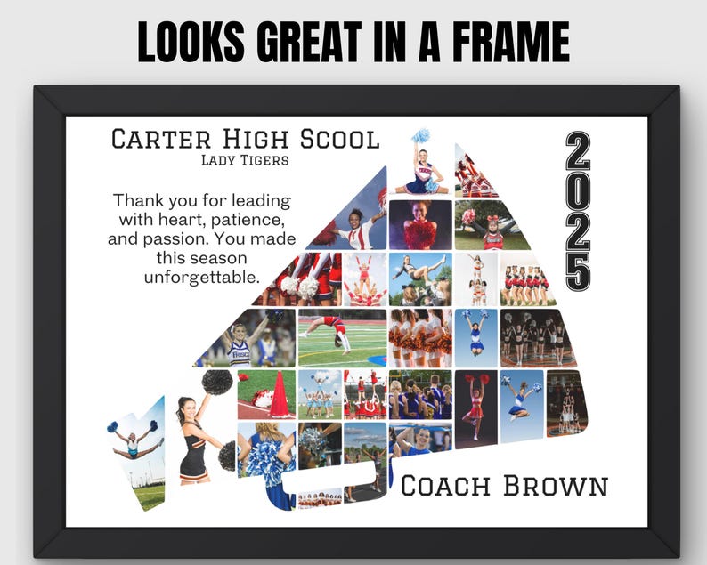 Cheer Coach Gift, Cheerleading Photo Collage Template, Canva Editable ...
