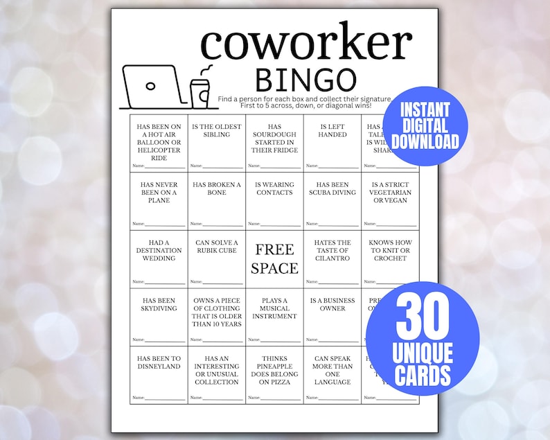 Team Building Activity, Coworker Bingo, Ice Breaker Games, Find Someone ...