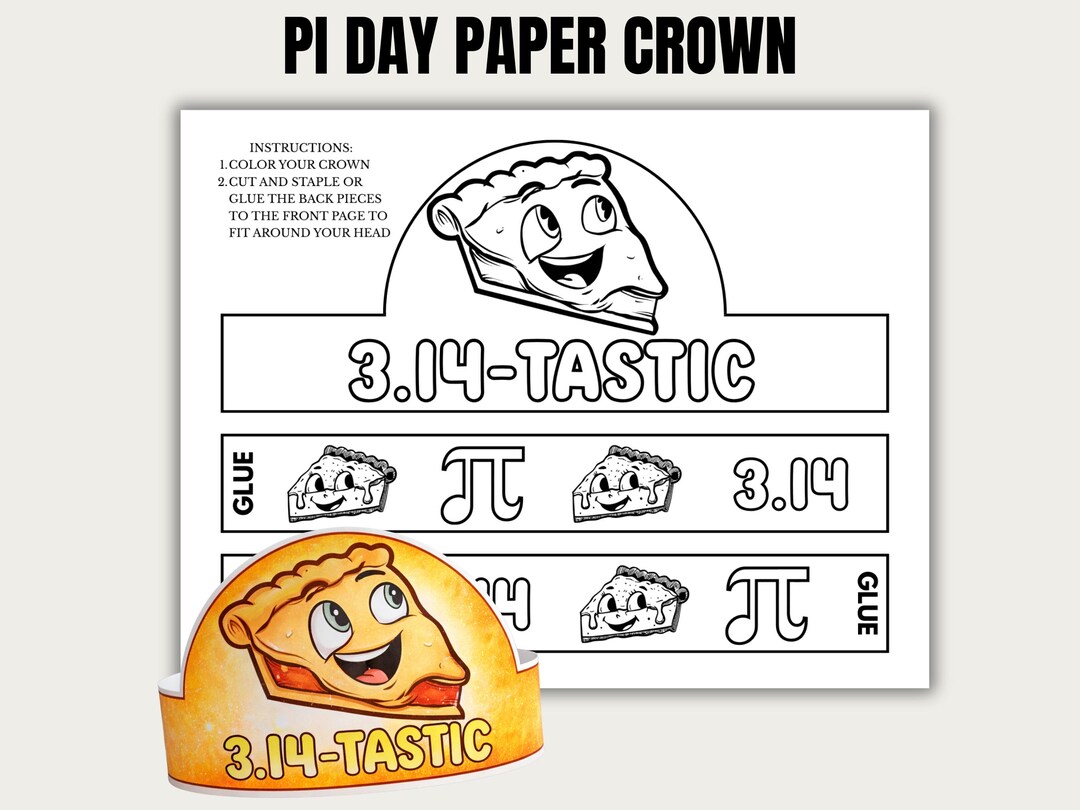 Pi Day Printable Craft Activity for Kids, Pi Day Paper Crown Printable ...