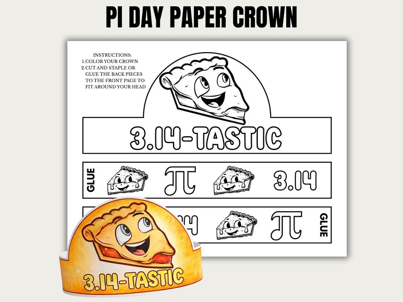 Pi Day Printable Craft Activity for Kids, Pi Day Paper Crown Printable ...