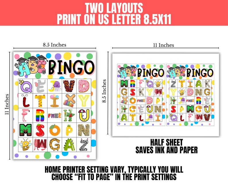 30 Abc's Bingo Cards, Classroom Alphabet Learning Game, Preschool ...