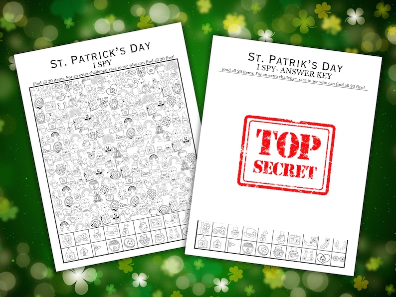 I Spy St. Patrick's Day Game Printable, Kids St. Patricks Day Activity ...