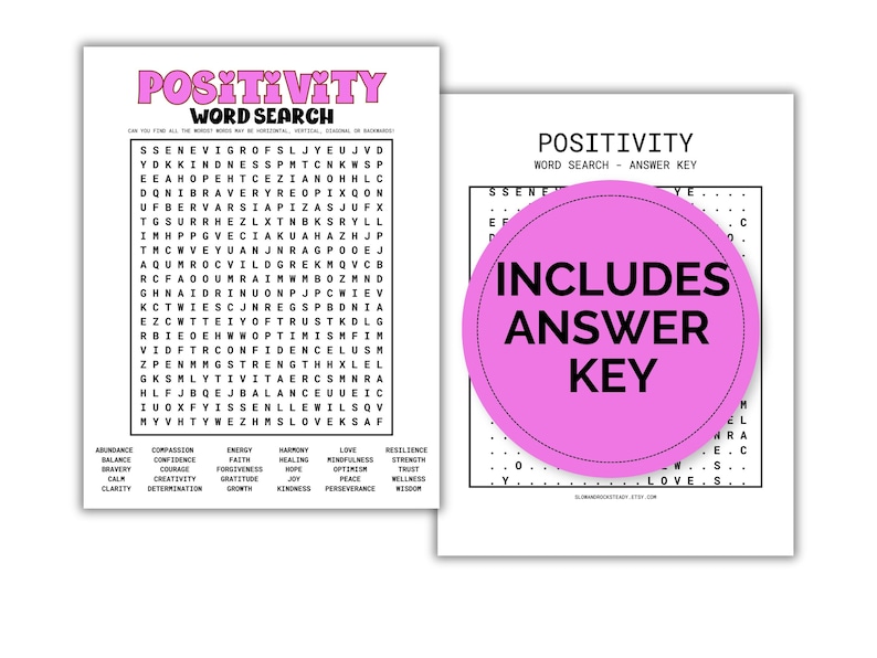 Positive Affirmation Word Search, Puzzle for Adults, Self Care Activity ...