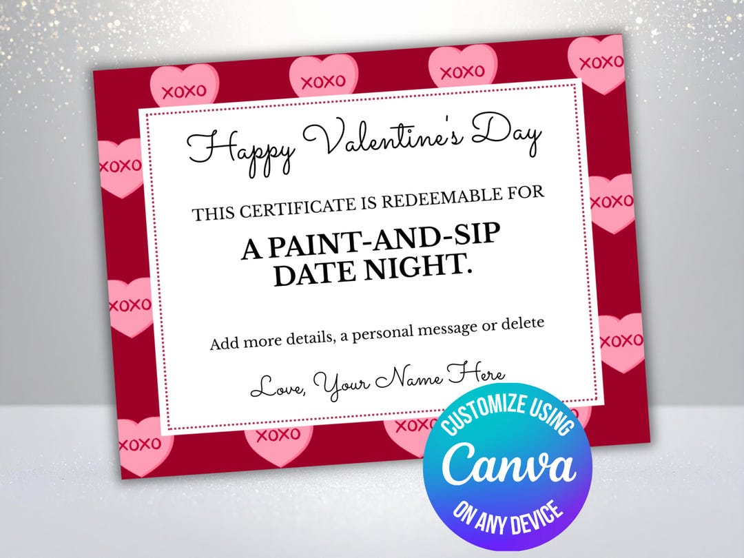 Editable Gift Voucher, Date Night Voucher, Sip and Paint Coupon ...