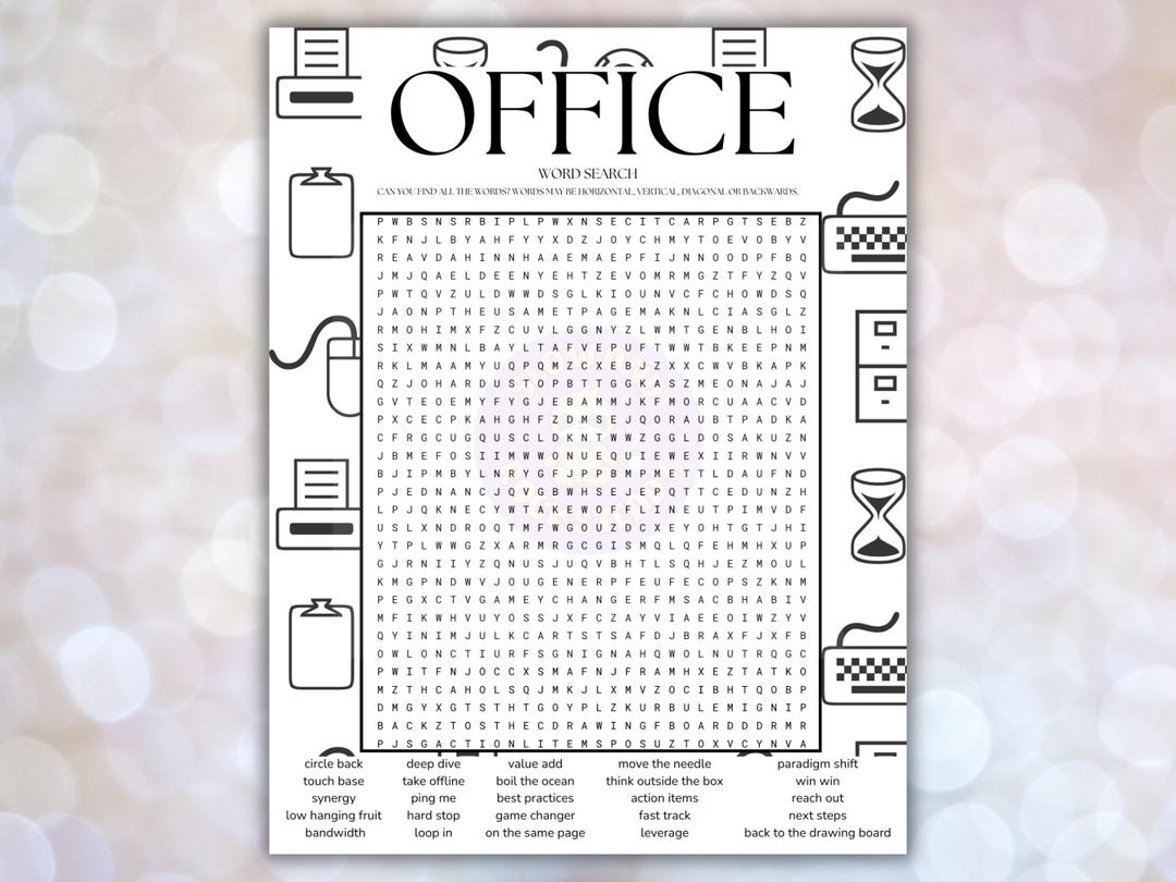 Team Building Games, Office Jargon Word Search, Printable Office Game ...
