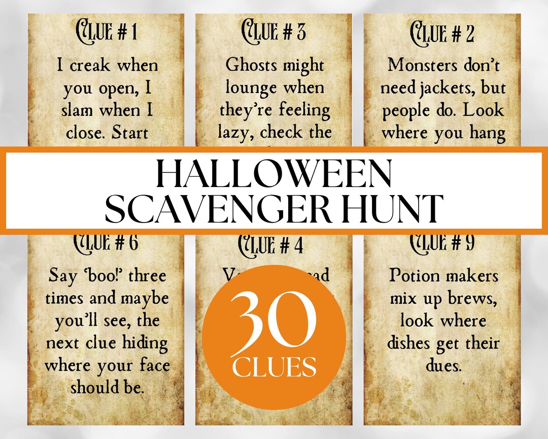 Halloween Scavenger Hunt for Kids, Indoor Scavenger Hunt, Halloween ...