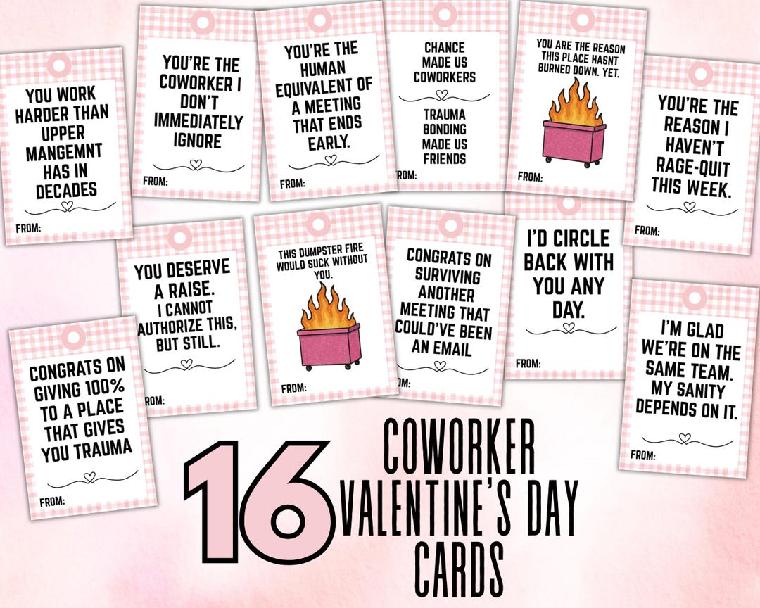 Funny Coworker Valentines Printable Tags, Office Valentines, Workplace ...