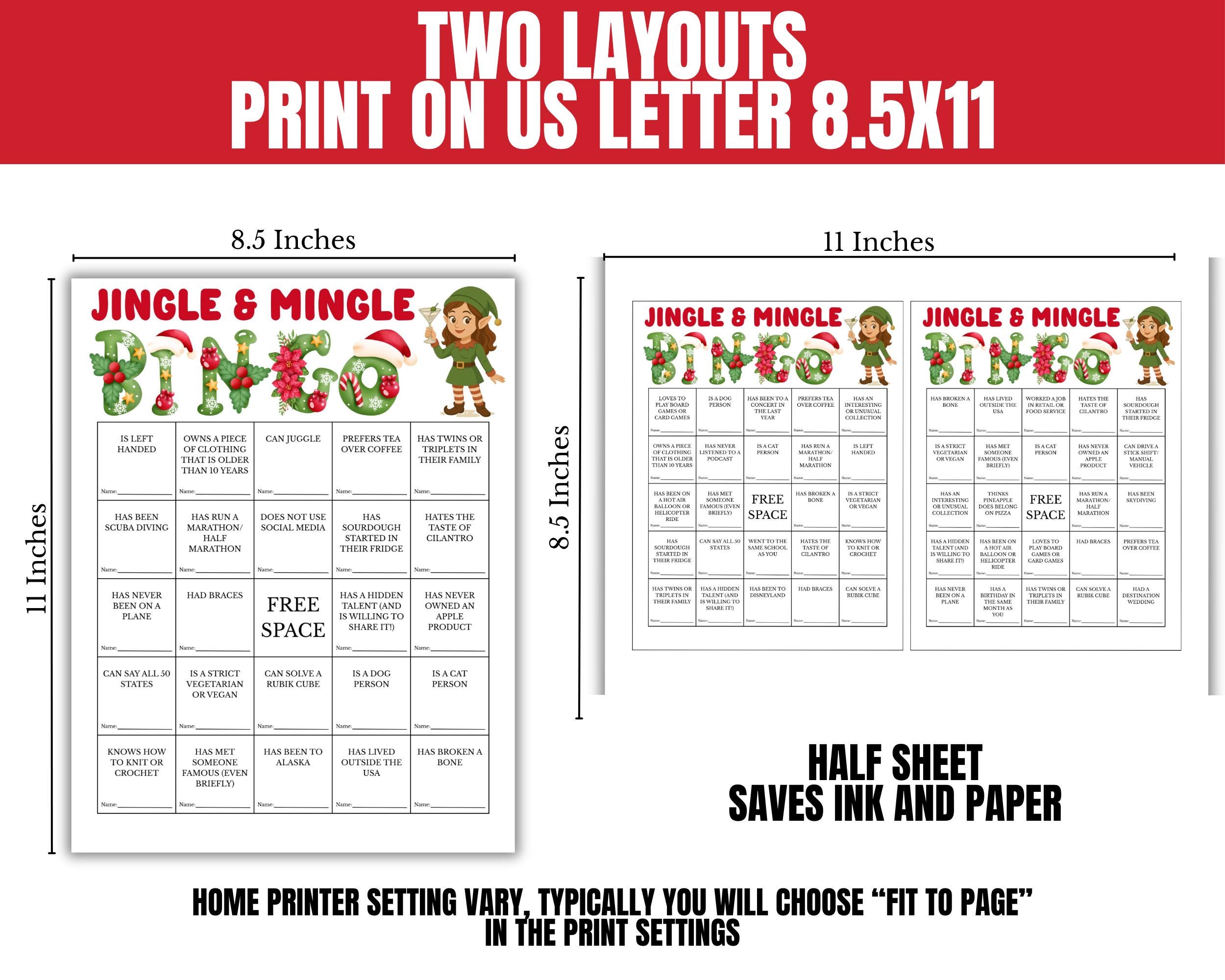 Find the Guest Bingo Cards, Jingle and Mingle, Team Building Games, Ice ...