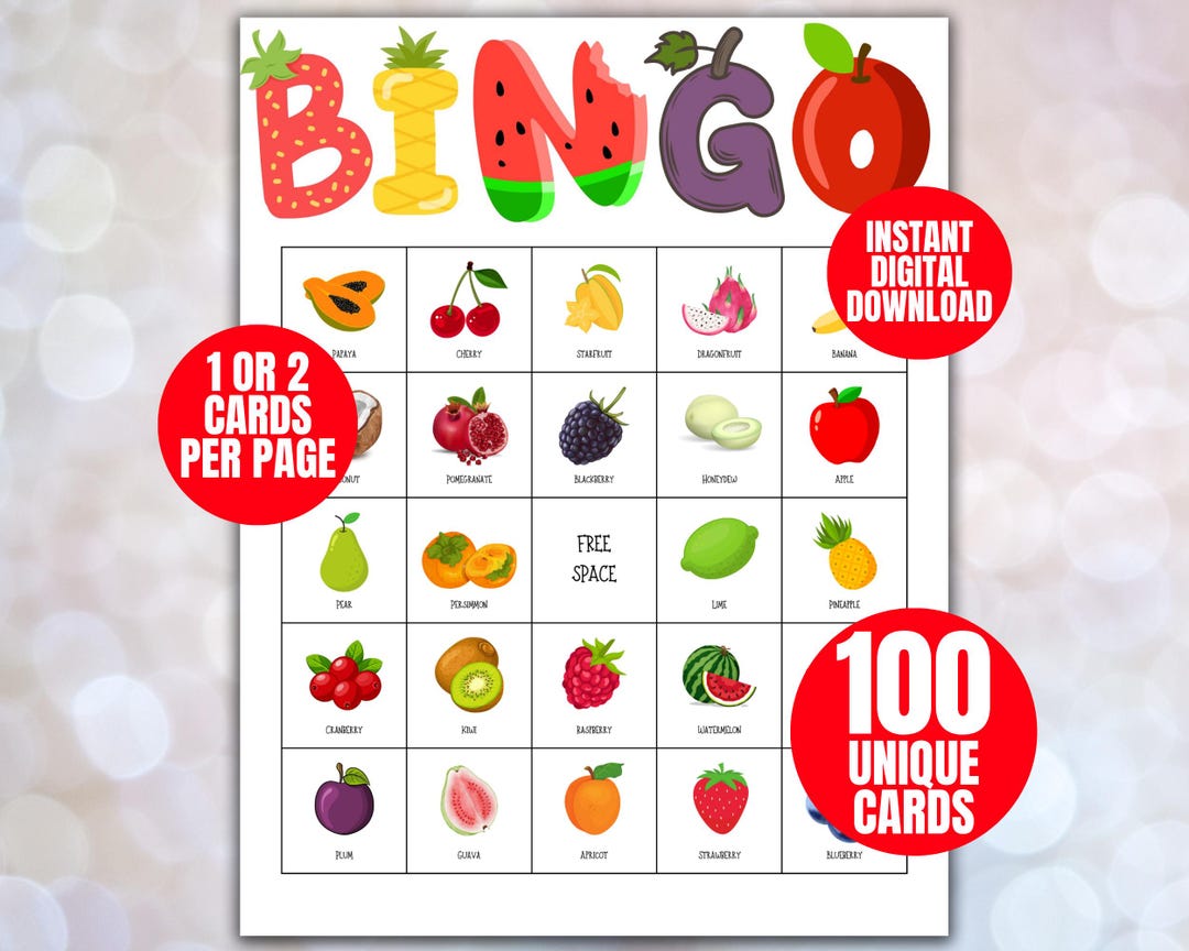 Fruit Bingo Game, Printable Summer Party Game, Healthy Food Classroom ...