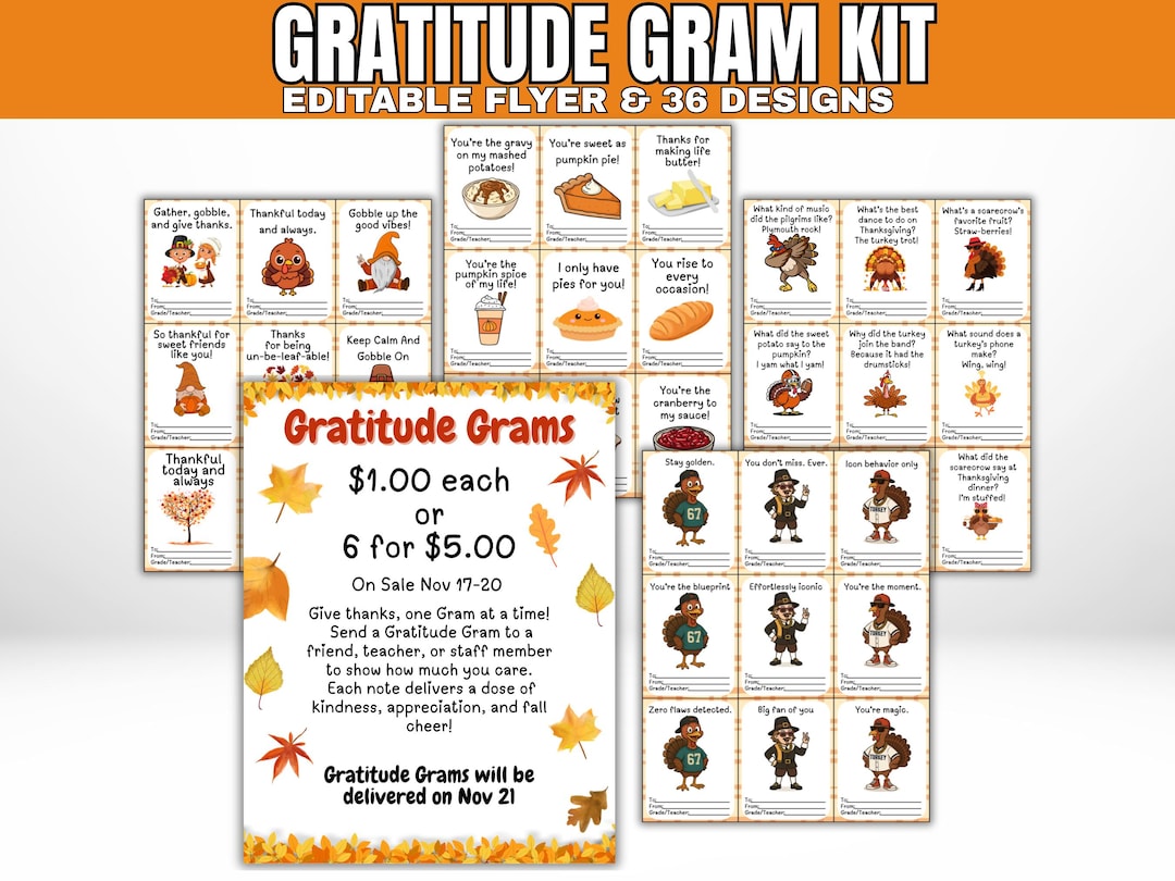 Gratitude Grams, Thanksgiving Candy Grams, Candy Gram, PTA Fundraiser ...