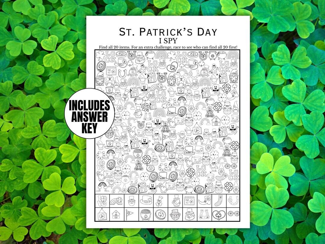 I Spy St. Patrick's Day Game Printable, Kids St. Patricks Day Activity ...