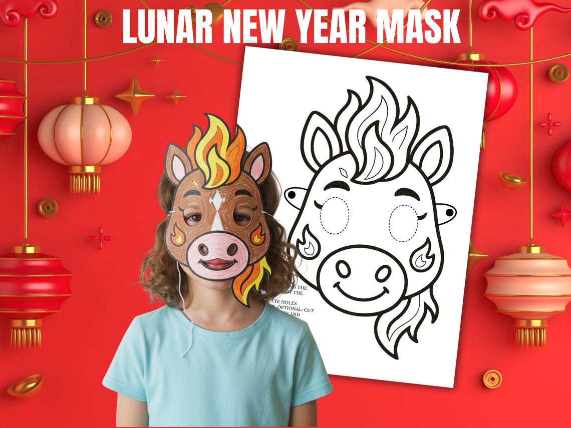 Lunar New Year Printable Craft for Kids, Chinese New Year Mask, 2026 ...