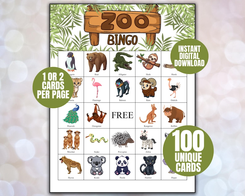 Zoo Bingo Game Printable, Zoo Animal Bingo, Safari Party, Jungle Theme ...