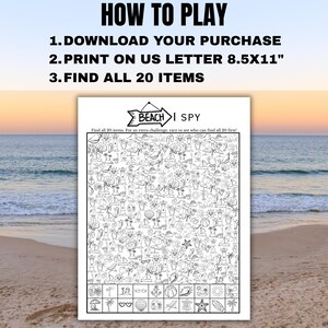 I Spy Summer Game Printable, Kids Beach Day Activity, End of School ...