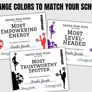 Cheerleading Award Certificates, 200 Canva Editable, End of Season ...
