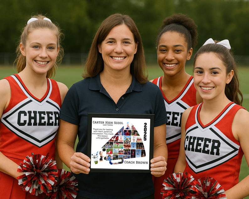 Cheer Coach Gift, Cheerleading Photo Collage Template, Canva Editable ...