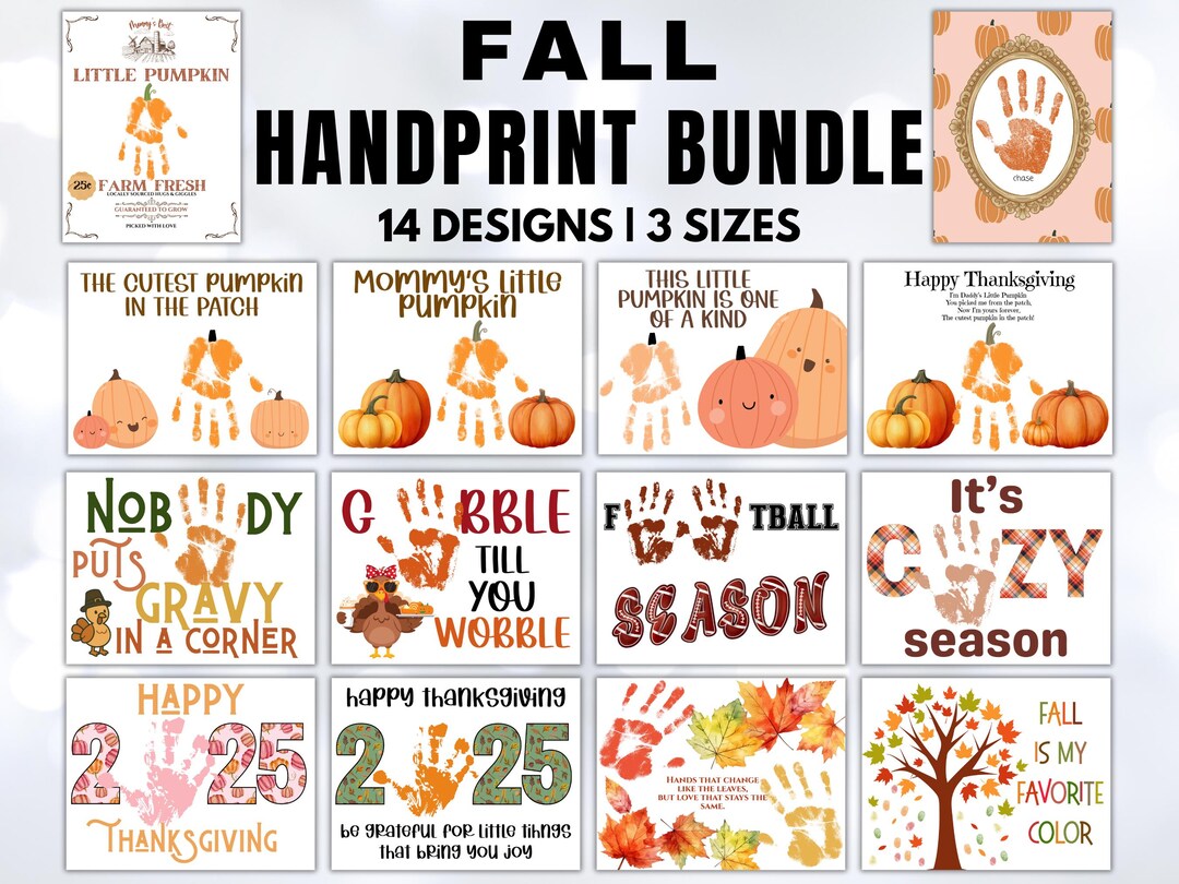 Fall Handprint Art Bundle, Handprint Craft Art, Thanksgiving Craft ...