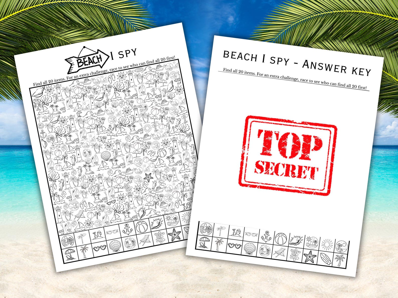 I Spy Summer Game Printable, Kids Beach Day Activity, End of School ...