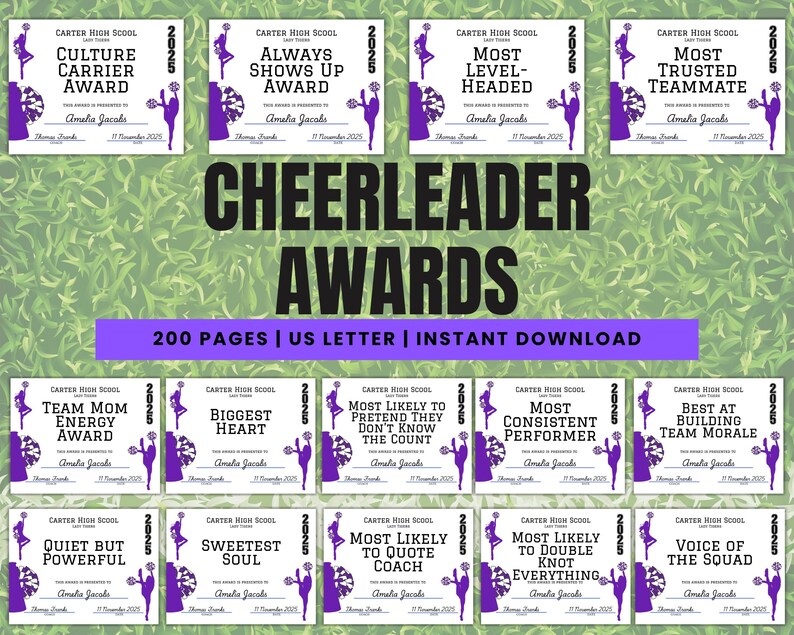 Cheerleading Award Certificates, Canva Editable Printable, End of ...