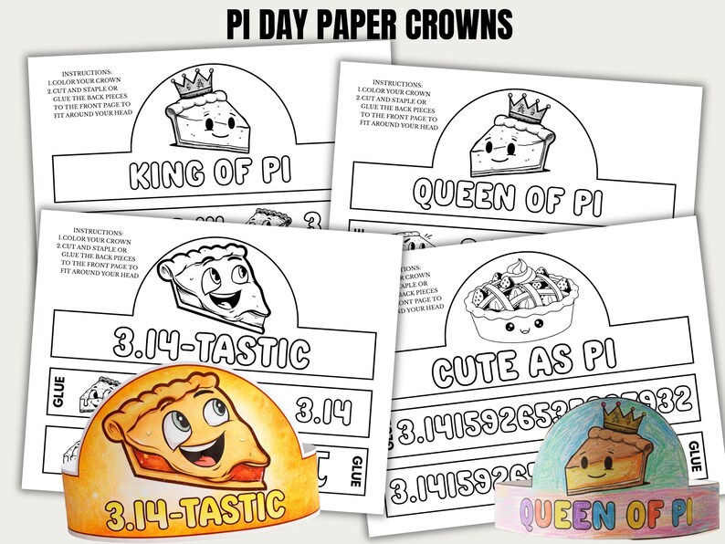 Pi Day Printable Craft Activity for Kids, Pi Day Paper Crown Printable ...