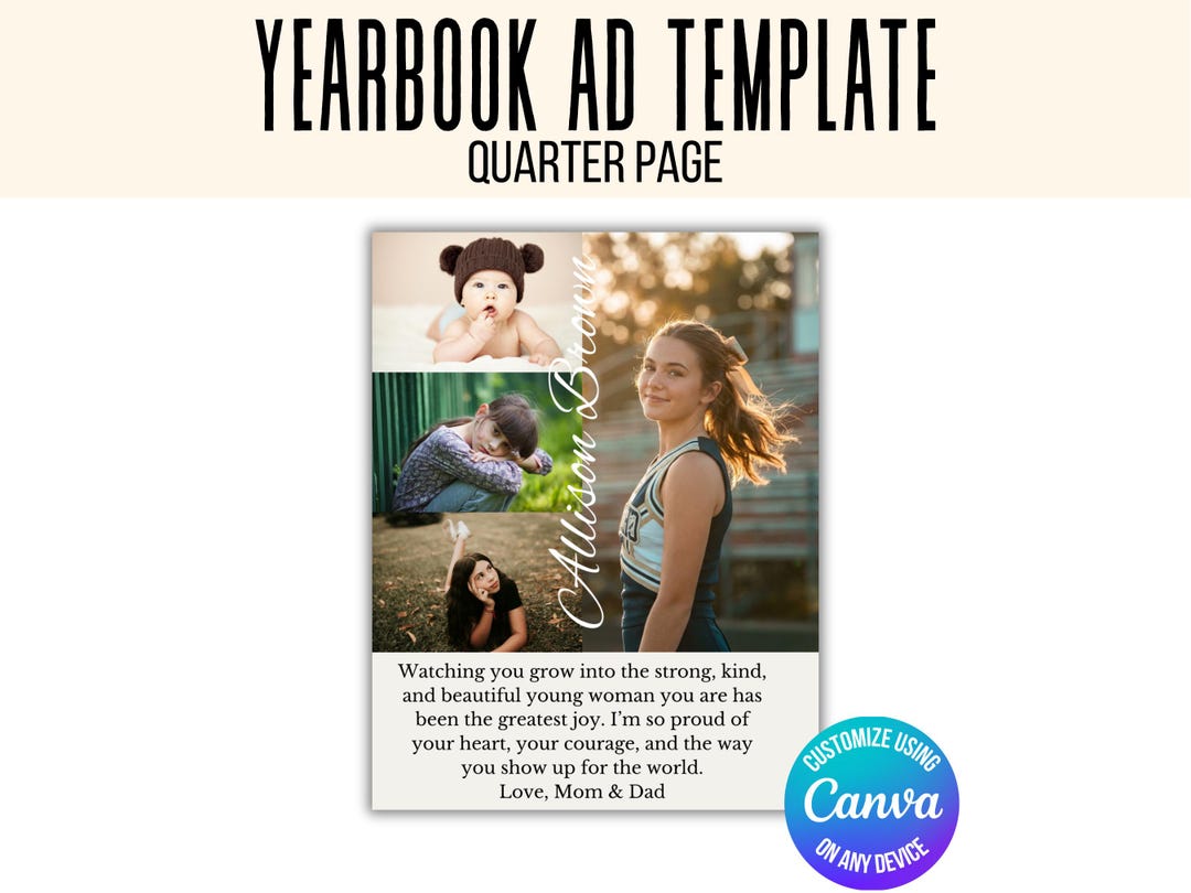 Quarter Page Yearbook Ad Template, 1/4 Page Senior High School ...