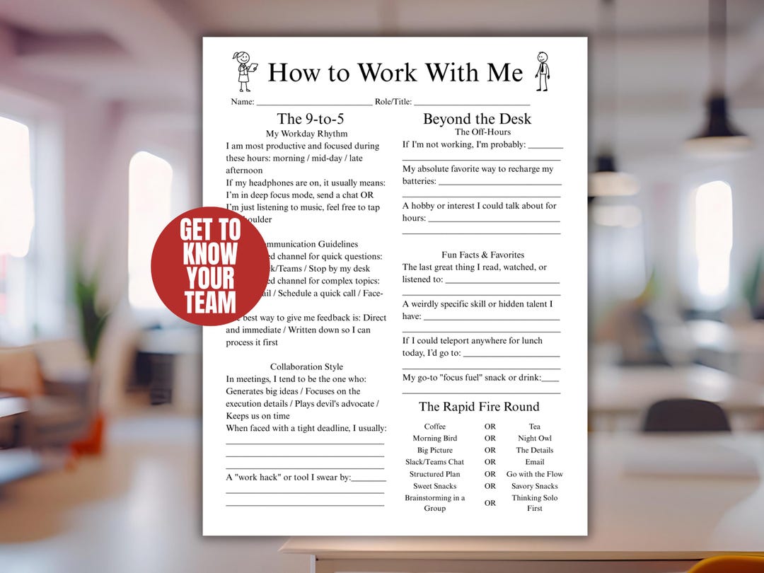 Team Building Get to Know Me Questionnaire Printable, Employee ...