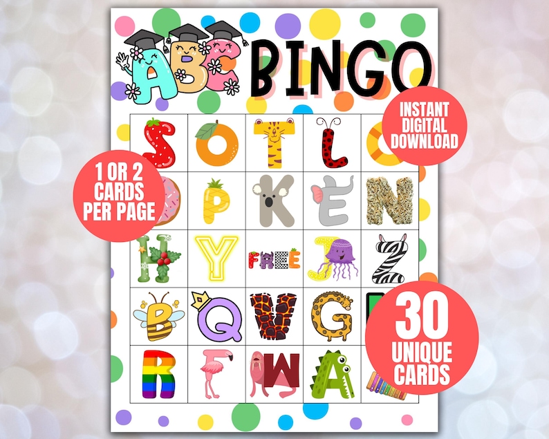 30 Abc's Bingo Cards, Classroom Alphabet Learning Game, Preschool ...