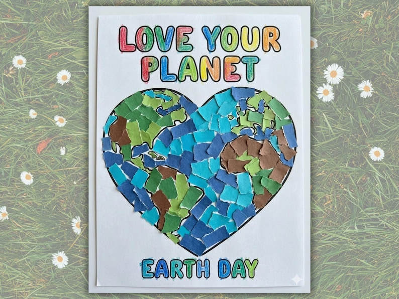 Earth Day Craft, Earth Day Printable Activity, Torn Paper Art, Fine ...