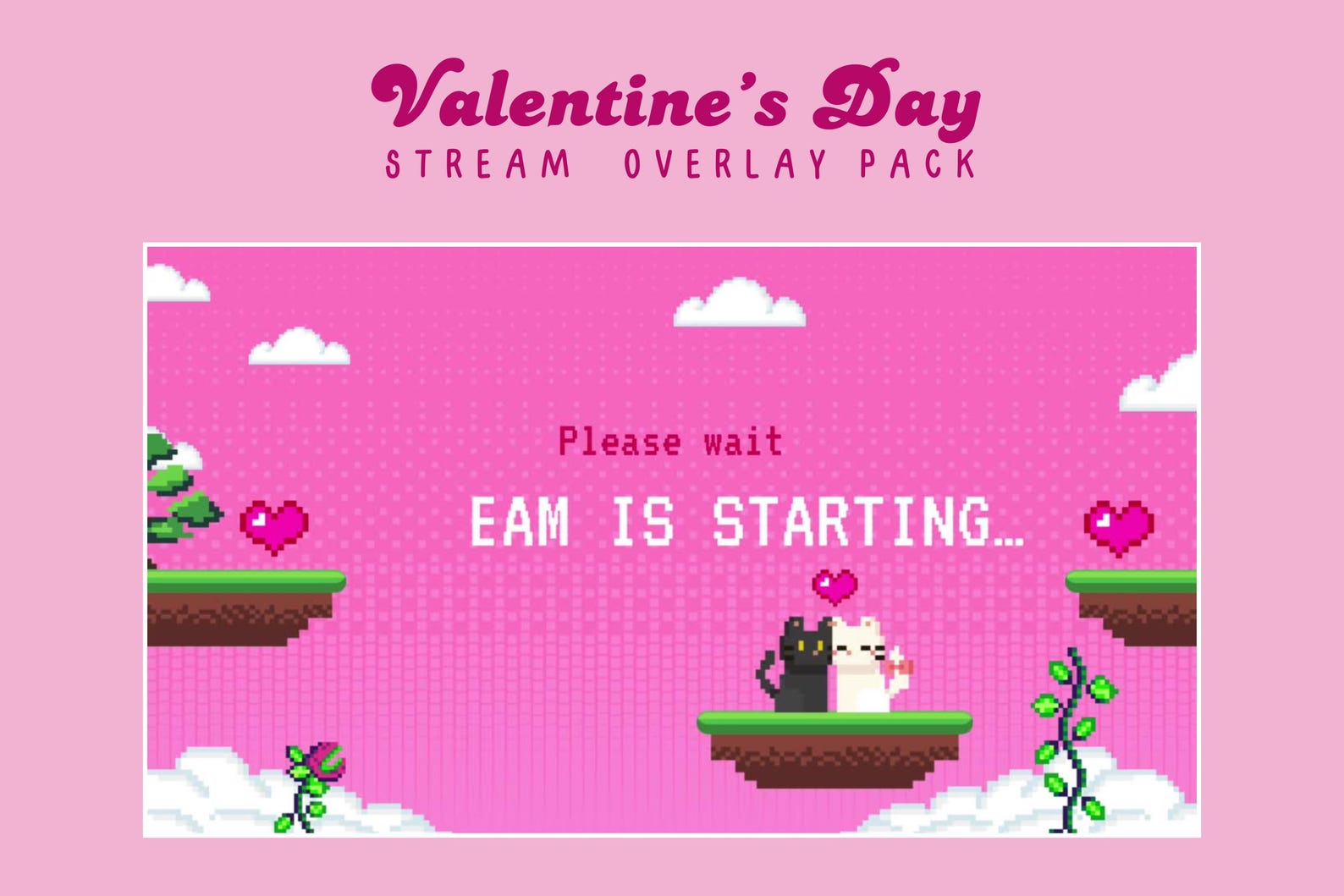 4x Pixel Art Cat Valentines Day Overlay, Valentine's Animated Stream ...
