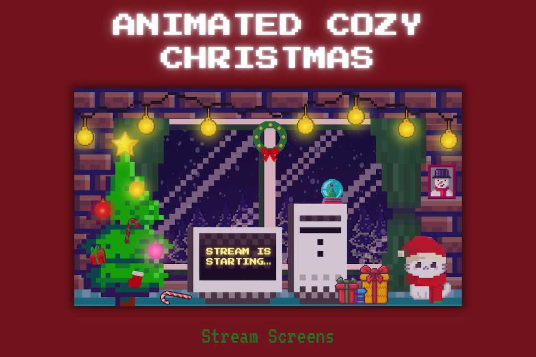 3x Cozy Christmas Animated Twitch Screen, Pixel Christmas Stream, BRB ...