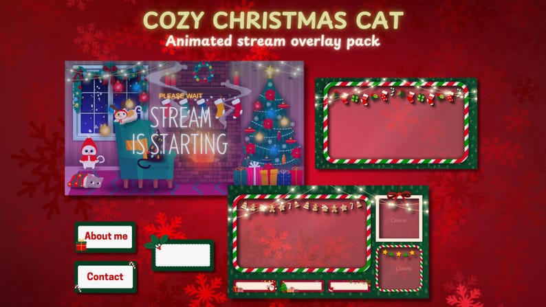 Cozy Christmas Streaming Overlay Pakage Animated, Relaxing Winter Night ...