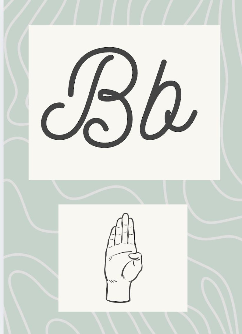Boho Pastel ASL Alphabet Posters | Cursive Letter Cards With Sign ...