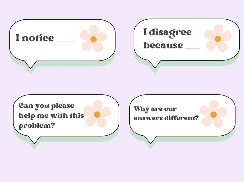 Math Talk Prompt Cards | Boho Pastel Student Sentence Stems | Math ...