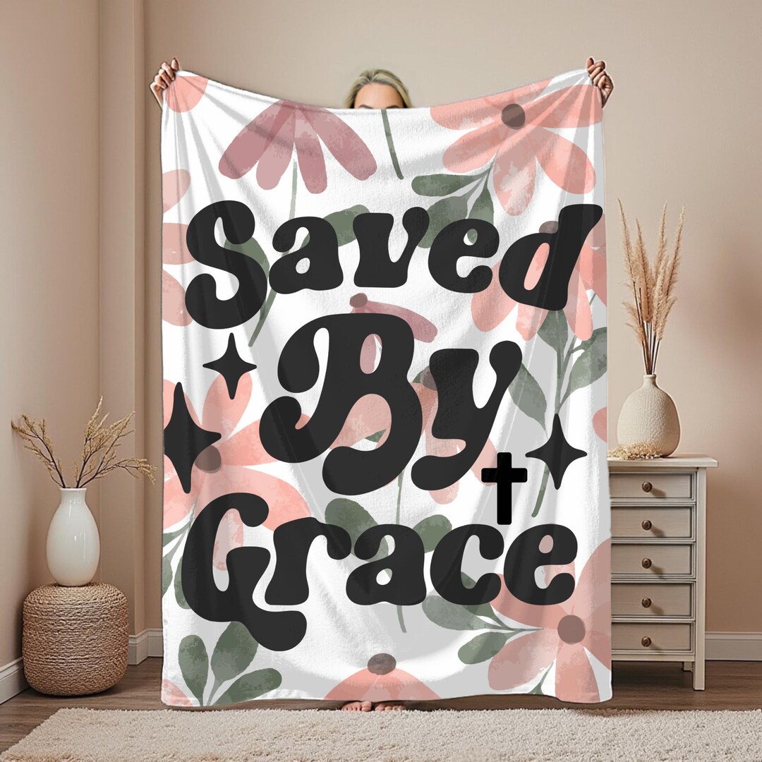 Faith Blanket, Christian Gift, Saved by Grace, Cozy Throw Blanket ...