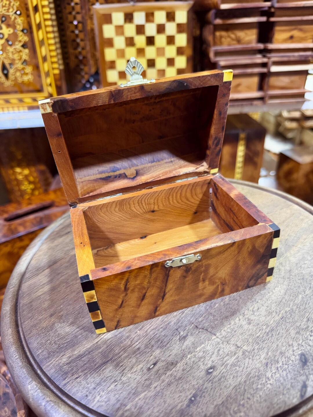 Box Handmade Moroccan Thuya Wood Chest: Inlaid Shell Keepsake Box - Etsy