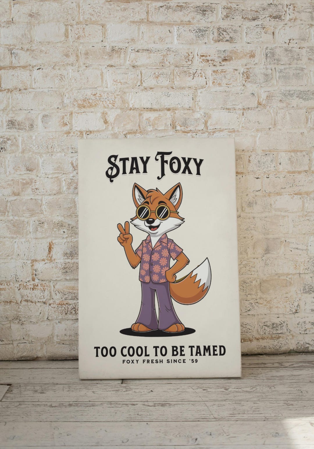 Cute Stay Foxy Retro Wall Art, Printable Groovy Fox Poster, 70s Funky ...