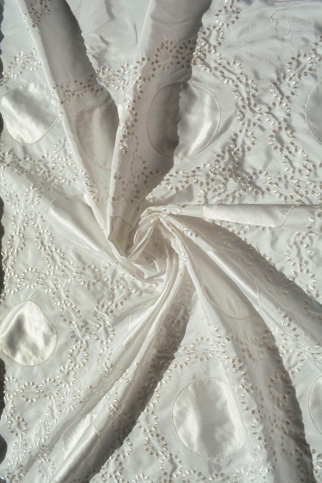 European Designer Embroidered Silk Taffeta Luxury Fabric | *by the 1/2 ...