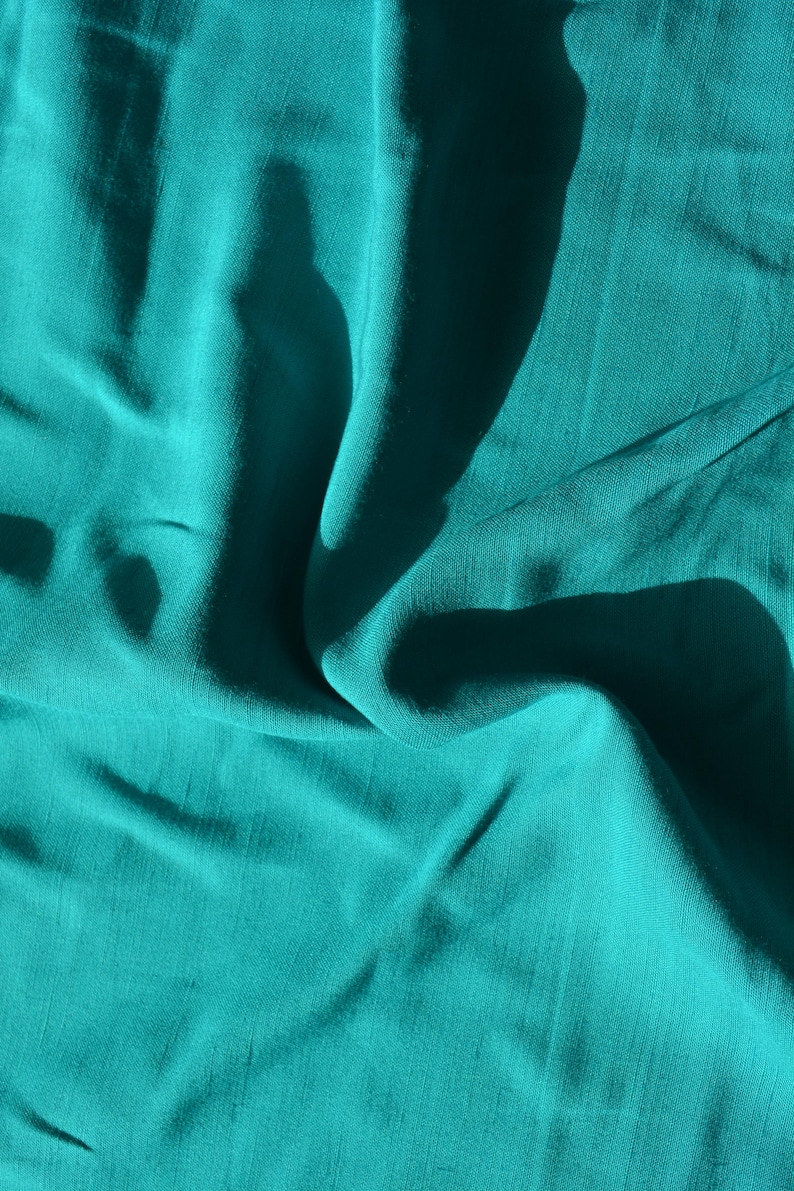 Raw Silk Noil Fabric Aqua Dupioni / Broadcloth 60