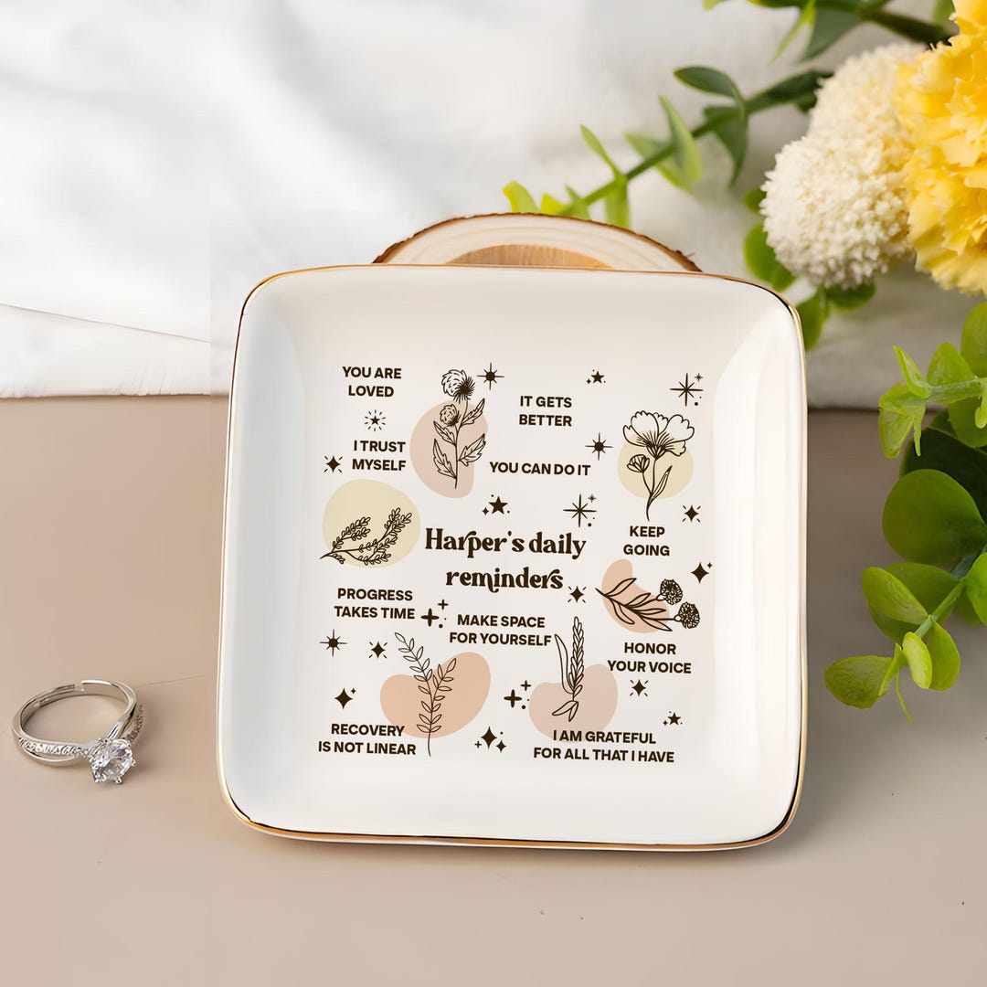 Personalized Daily Affirmations Trinket Dish, Positive Quotes Ring ...