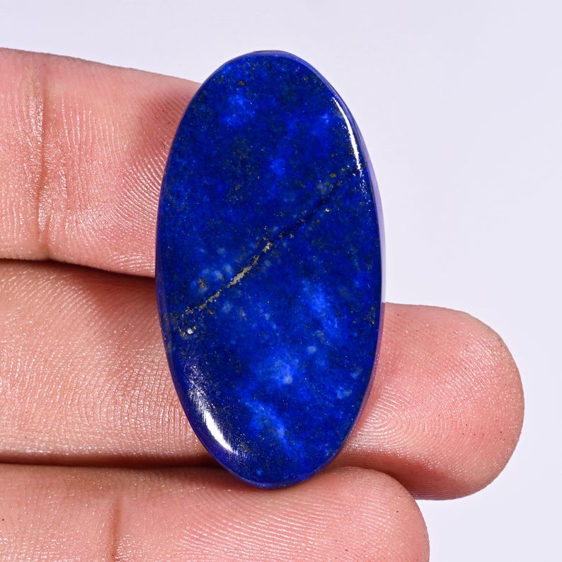 Natural Lapis Lazuli Cabochon, Oval Blue Gemstone (37X20X6 MM, 46 Ct ...